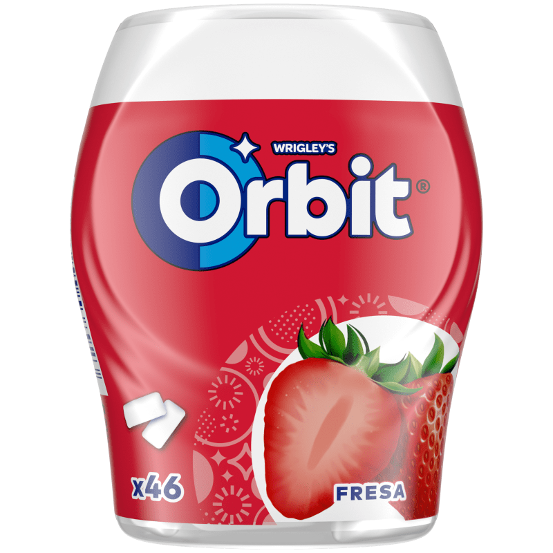 Chicle con edulcorante sin azúcar y sabor a fresa | chiclesorbit