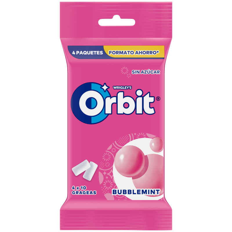 Chicle sin azúcar con edulcorantes y sabor a frutas y menta | chiclesorbit